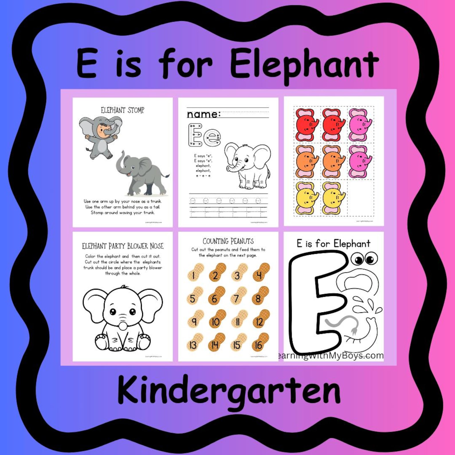 Letter E is for Elephant, Egg, Elk Preschool Pack Digital Download - Etsy