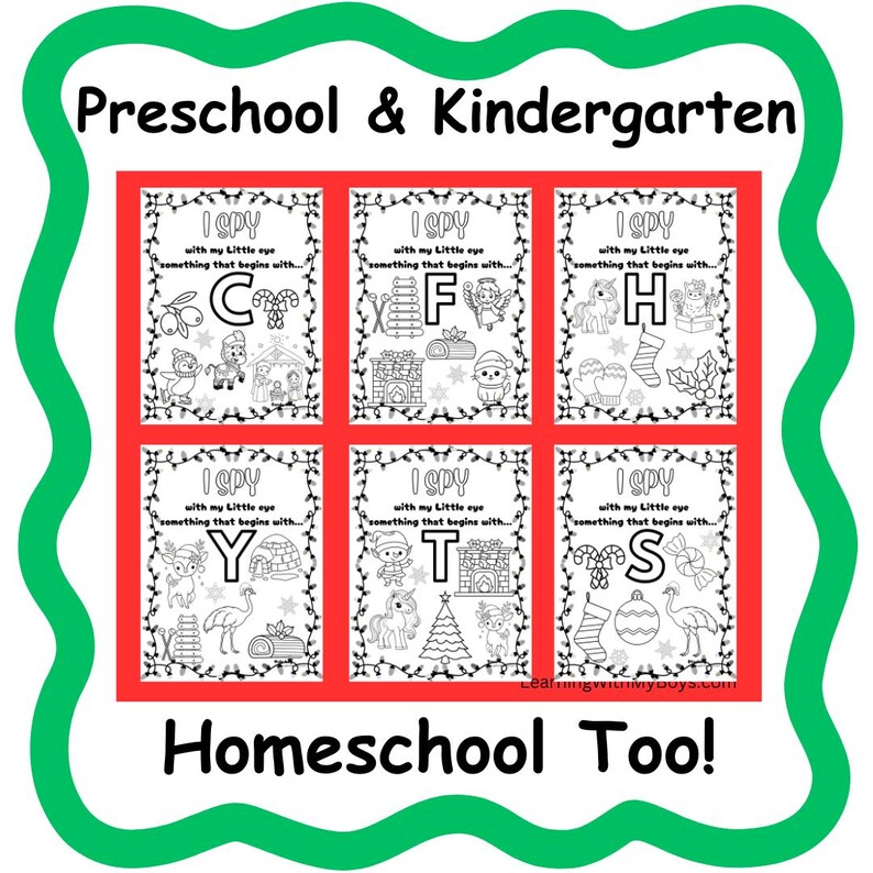 Preschool I SPY Christmas Alphabet Coloring Pages Winter Family Long ...
