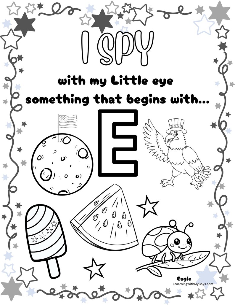 Preschool "i Spy" 4th Fourth of July Alphabet Coloring Pages Worksheets ...