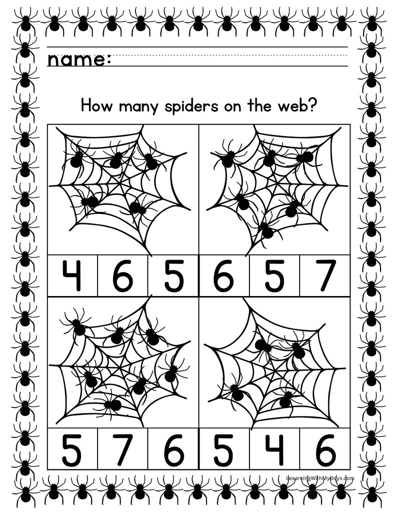 Fall Fun Spider Halloween Preschool /toddler Math & Literacy Activity ...