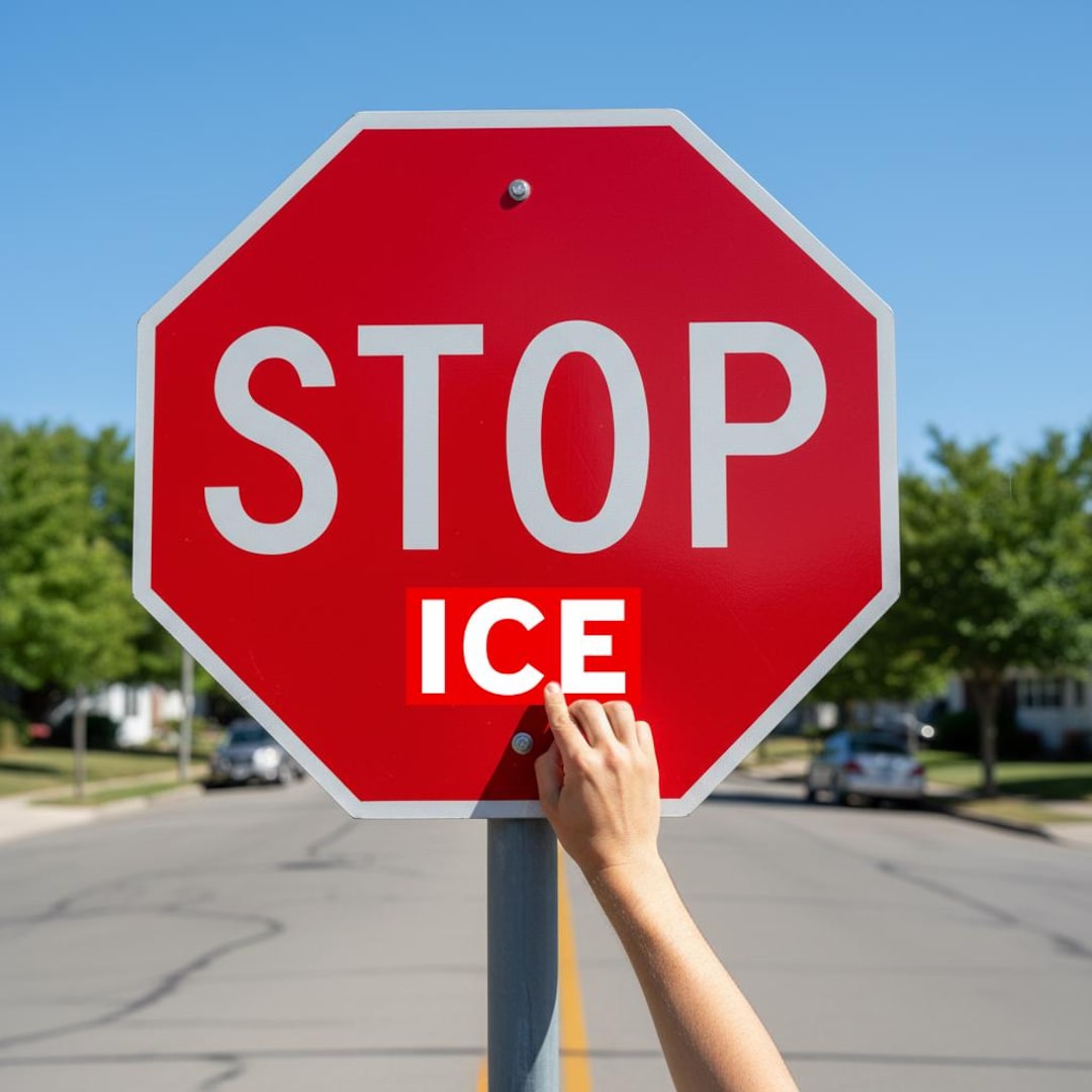 Stop ICE Red Sticker That Happens to Be the Same Shade of Red as a Stop ...