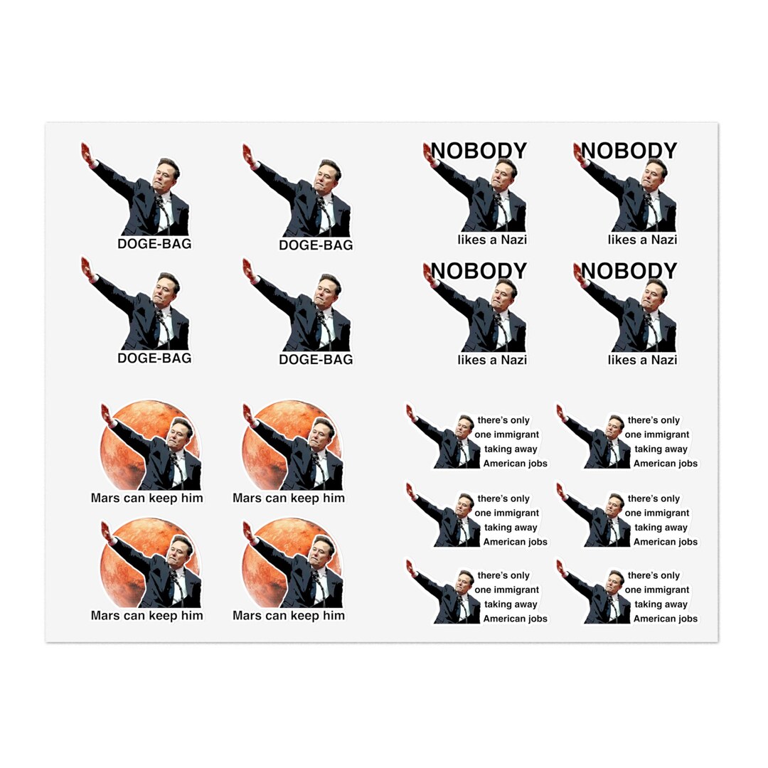 Anti-elon Musk Sticker Sheet Variety Pack DOGE-BAG, Mars, Immigrant ...