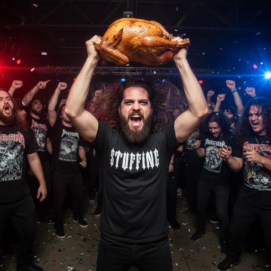 STUFFING in Heavy Metal Thrash Font Unisex T-shirt - Funny Thanksgiving ...