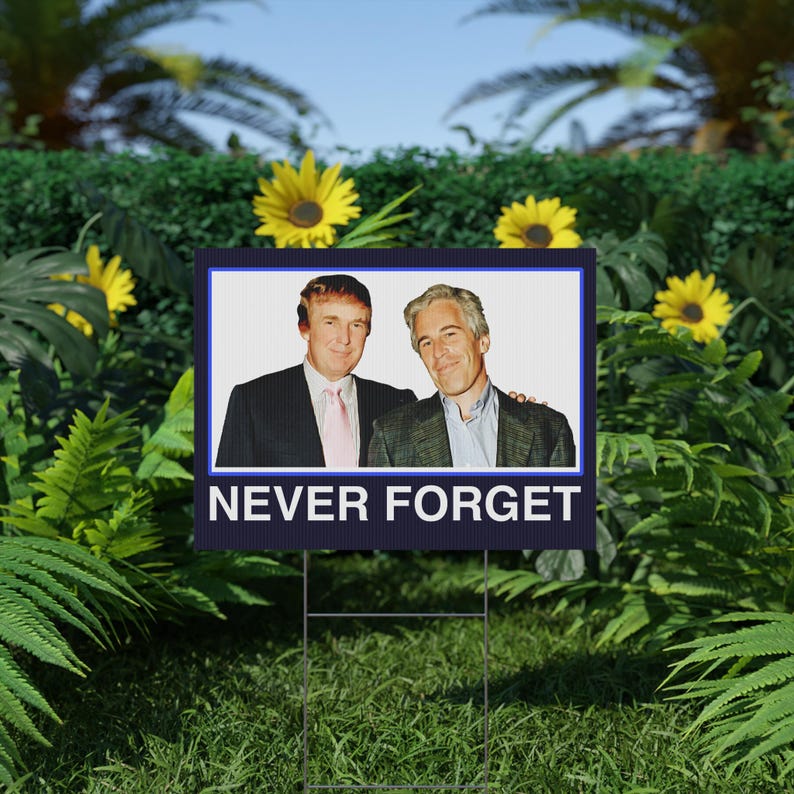 Donald Trump and Jeffrey Epstein Yard Sign - Choose Caption: Never ...