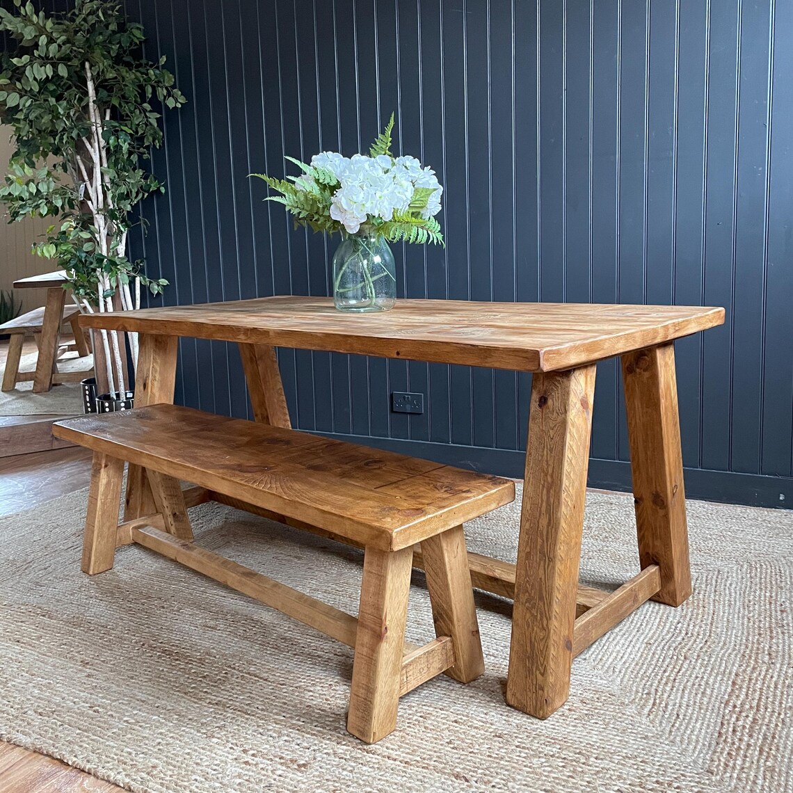 Dining Bench - A Frame Legs - Etsy UK