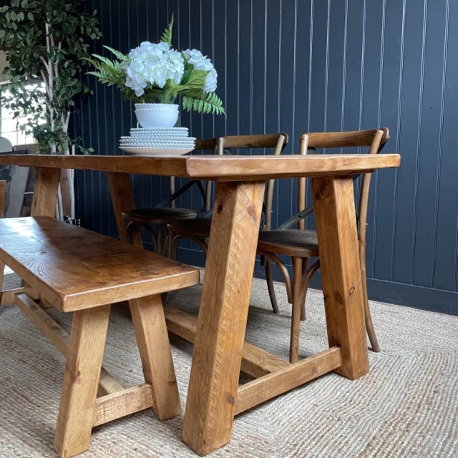 Dining Bench - A Frame Legs - Etsy UK