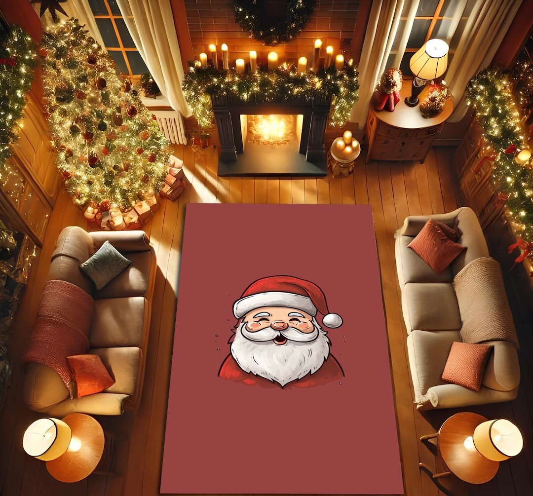 Cartoon Santa Claus Rug, Aesthetic Christmas Decor, Noel Rug, Christmas ...