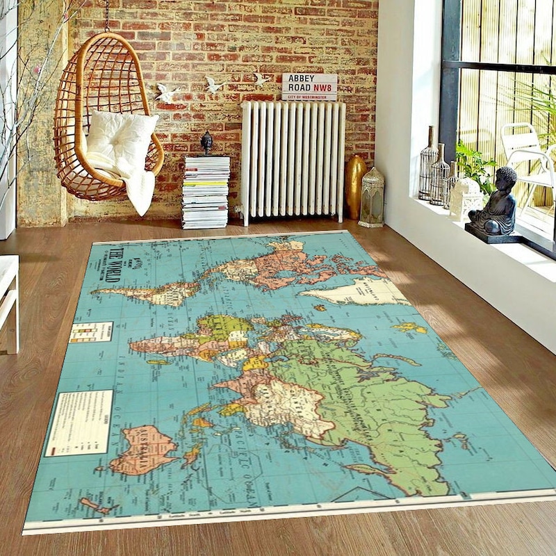 World Map Rug - Etsy