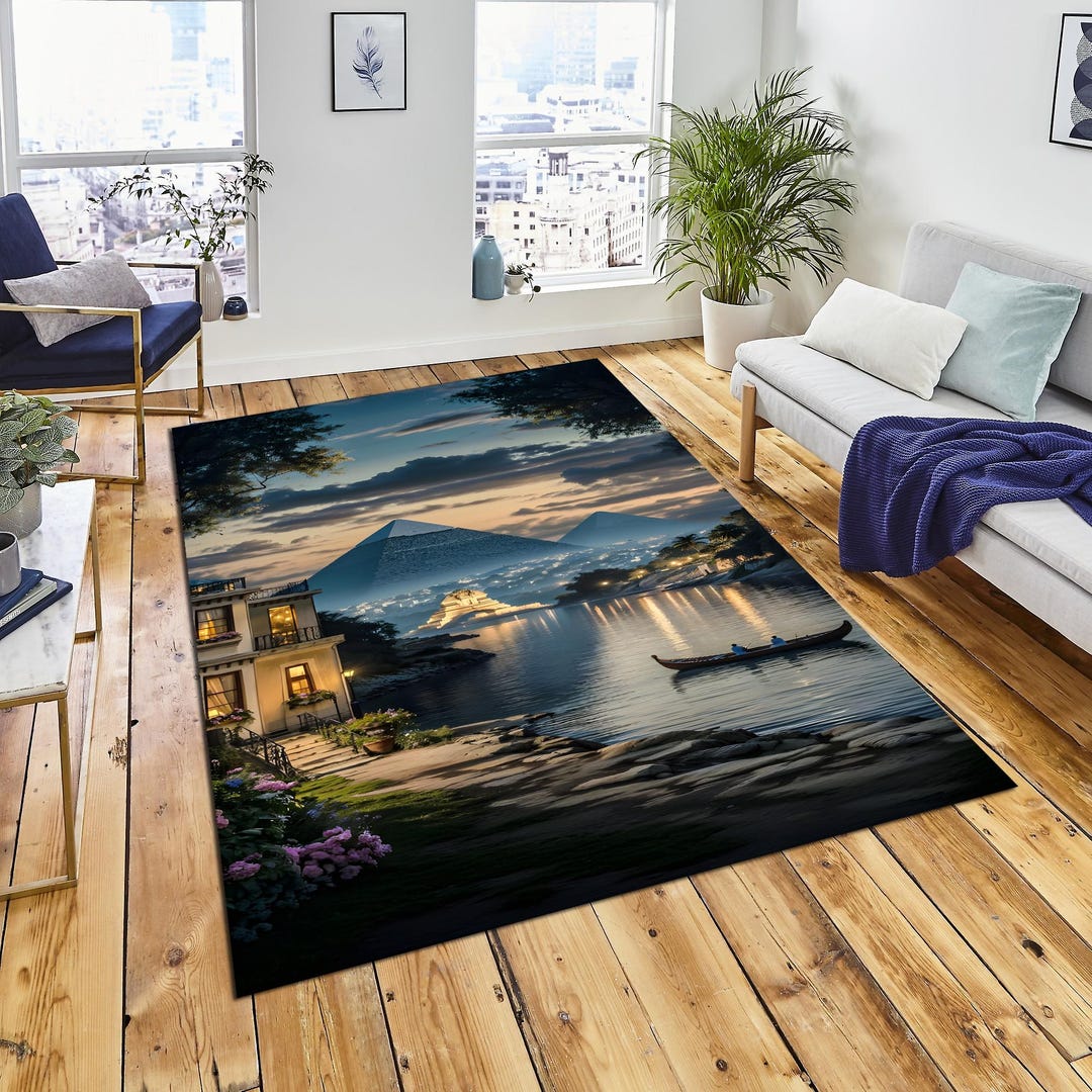 Egyptian Pyramids With Seascape Rug, Pyramids Decor Rug, View Rug ...