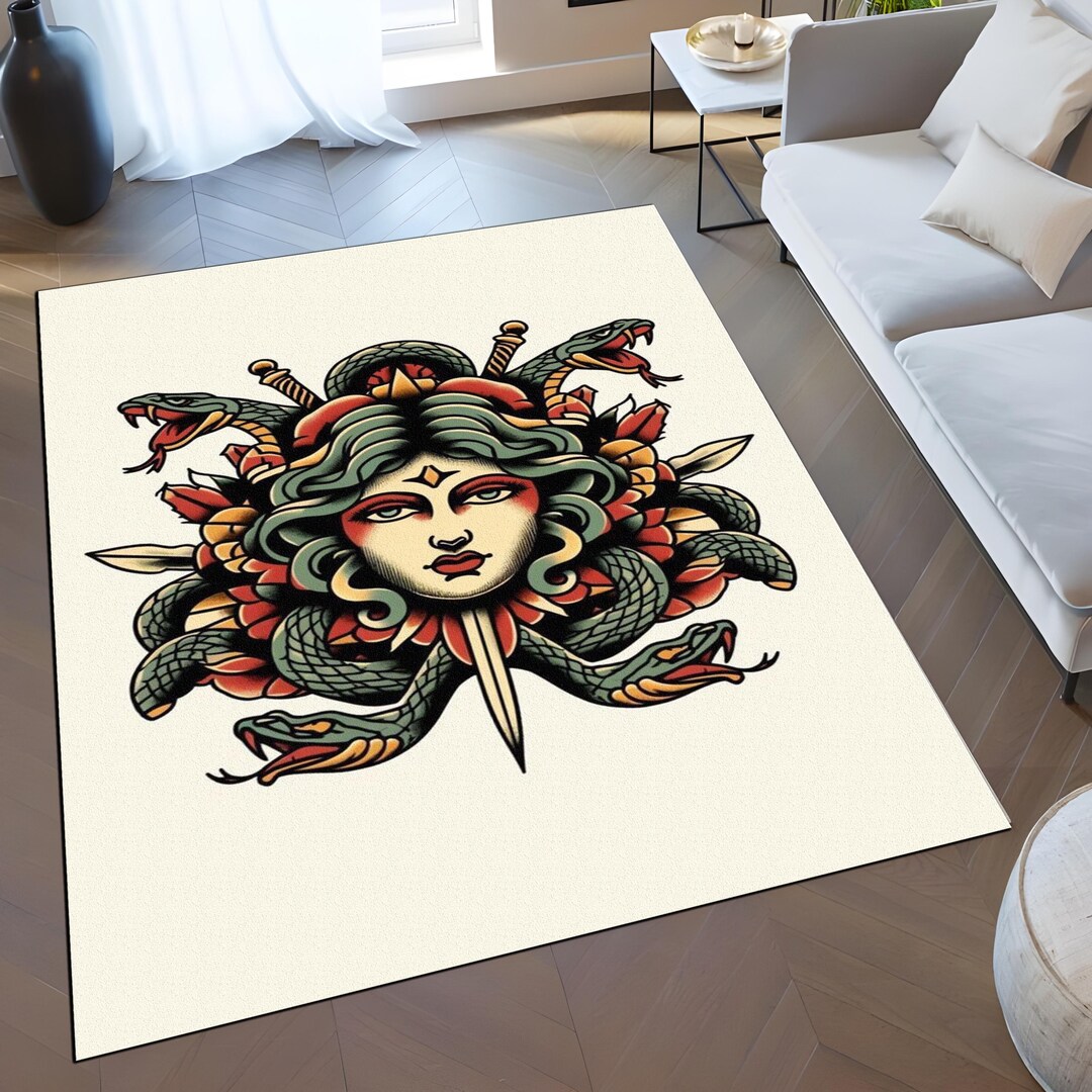 Traditional Tattoo Rug, Old School Tattoo Rug, Teen Room Rug, Area Rug ...