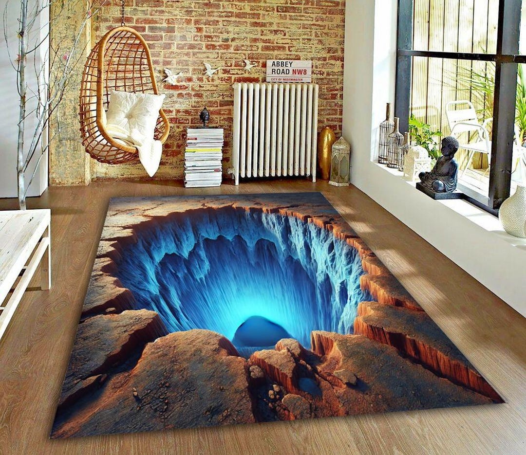 3D Deep Hole Rug, İllustration Rug, 3D Pattern Rug, Bore Rug, Opening ...