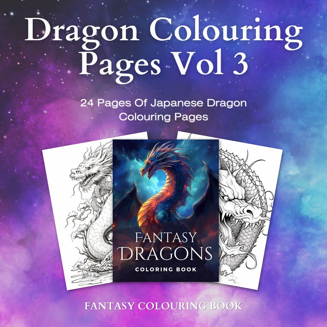 24 Majestic Dragons Coloring Pages for Adults and Kids, Digital ...