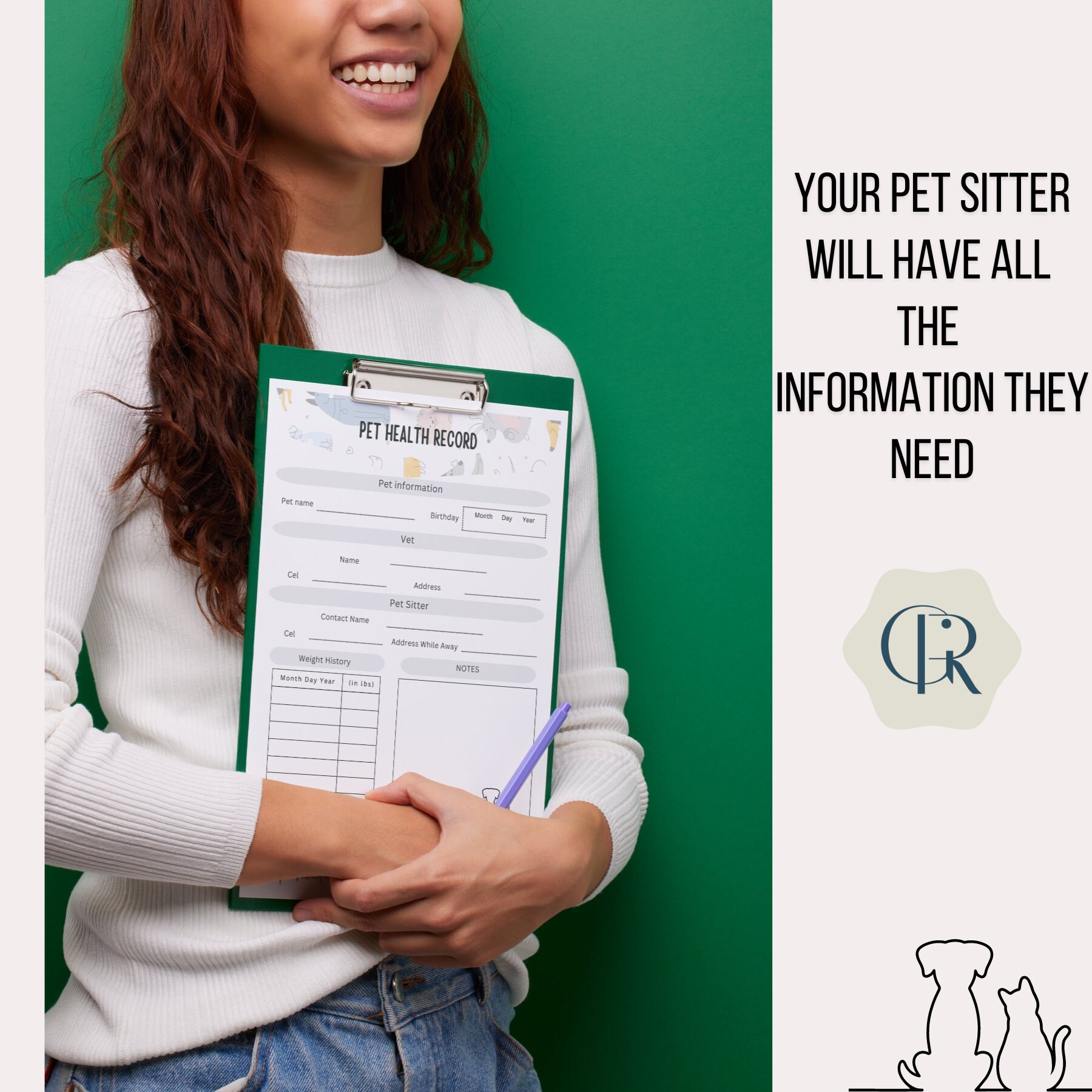 Pet Health Record - Printable and Fillable Digital Download - Etsy