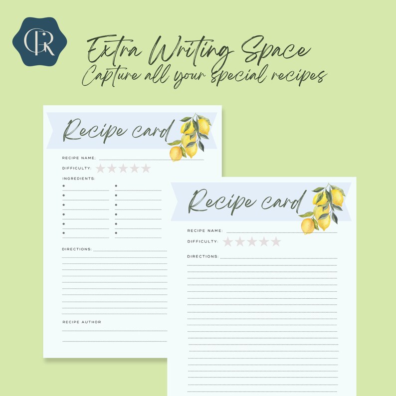 Printable Family Recipe Book - Mediterranean Style - Etsy