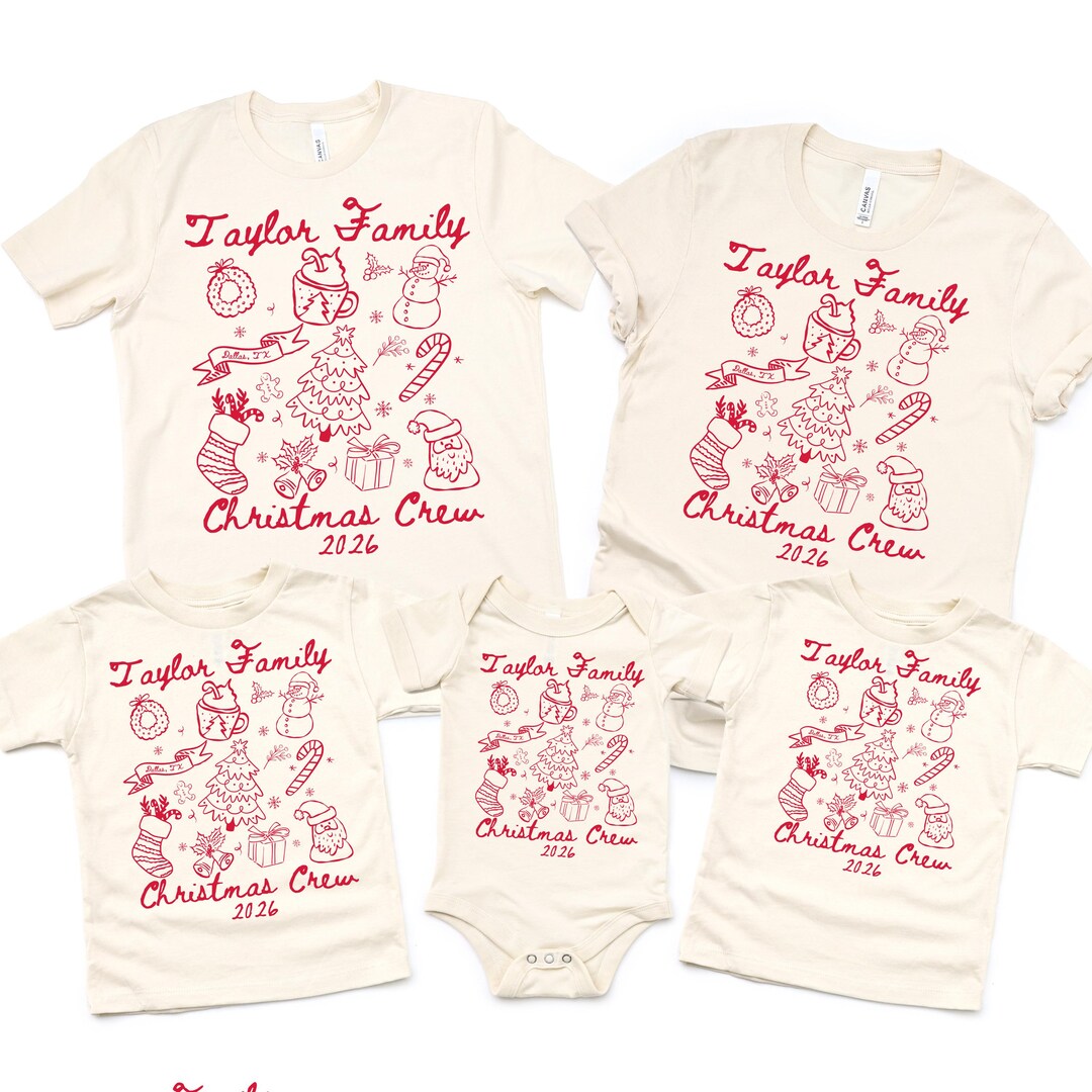 Matching Family Christmas Shirt Comfort Colors, Custom Doodle Holiday ...