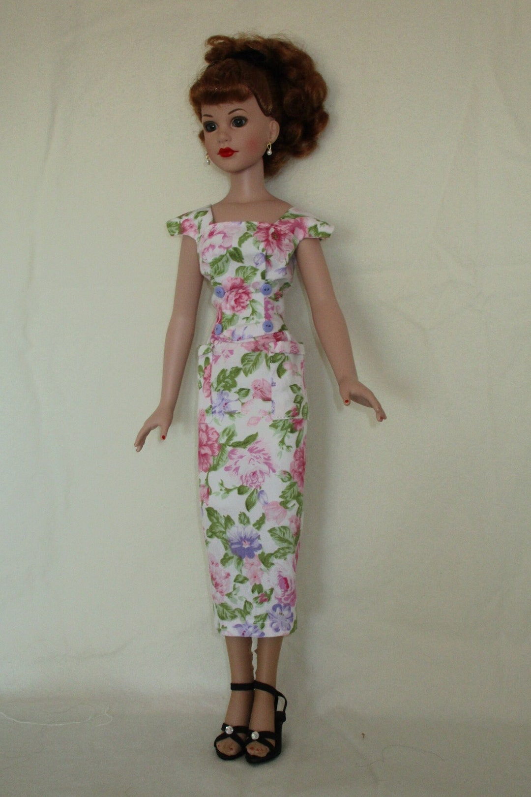 White Floral Sheath Sensation Dress, Resized From Marirose Reproduction ...