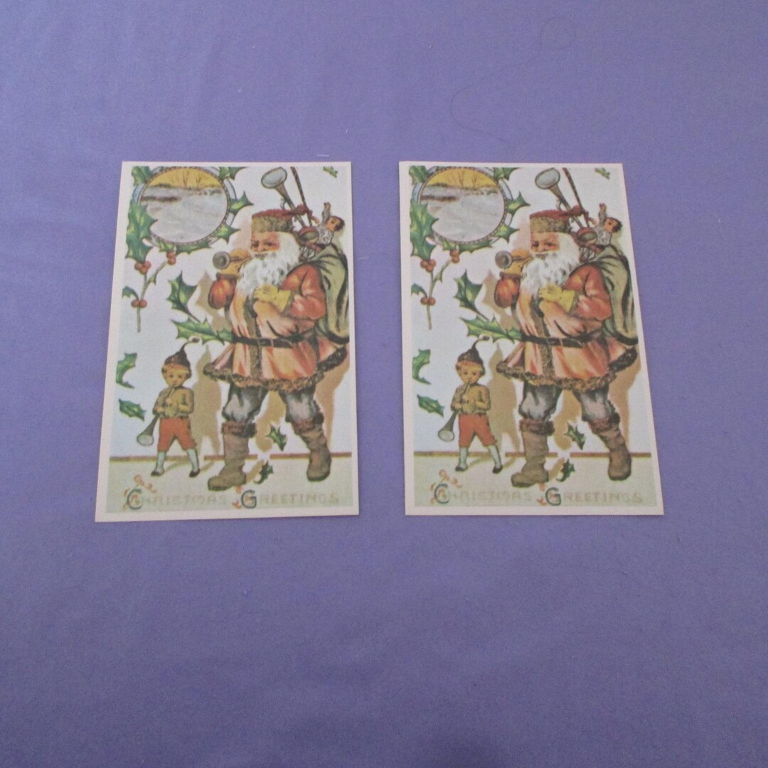 Antique Santa Postcards, Set of 2 Unused Vintage Santa and Elf - Etsy