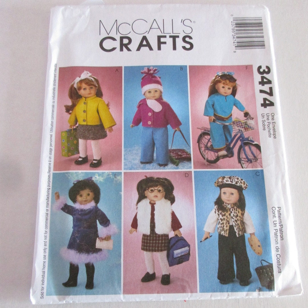 Doll Clothes Sewing Pattern Mccall's Craft, No. 3474, 2001 - Etsy