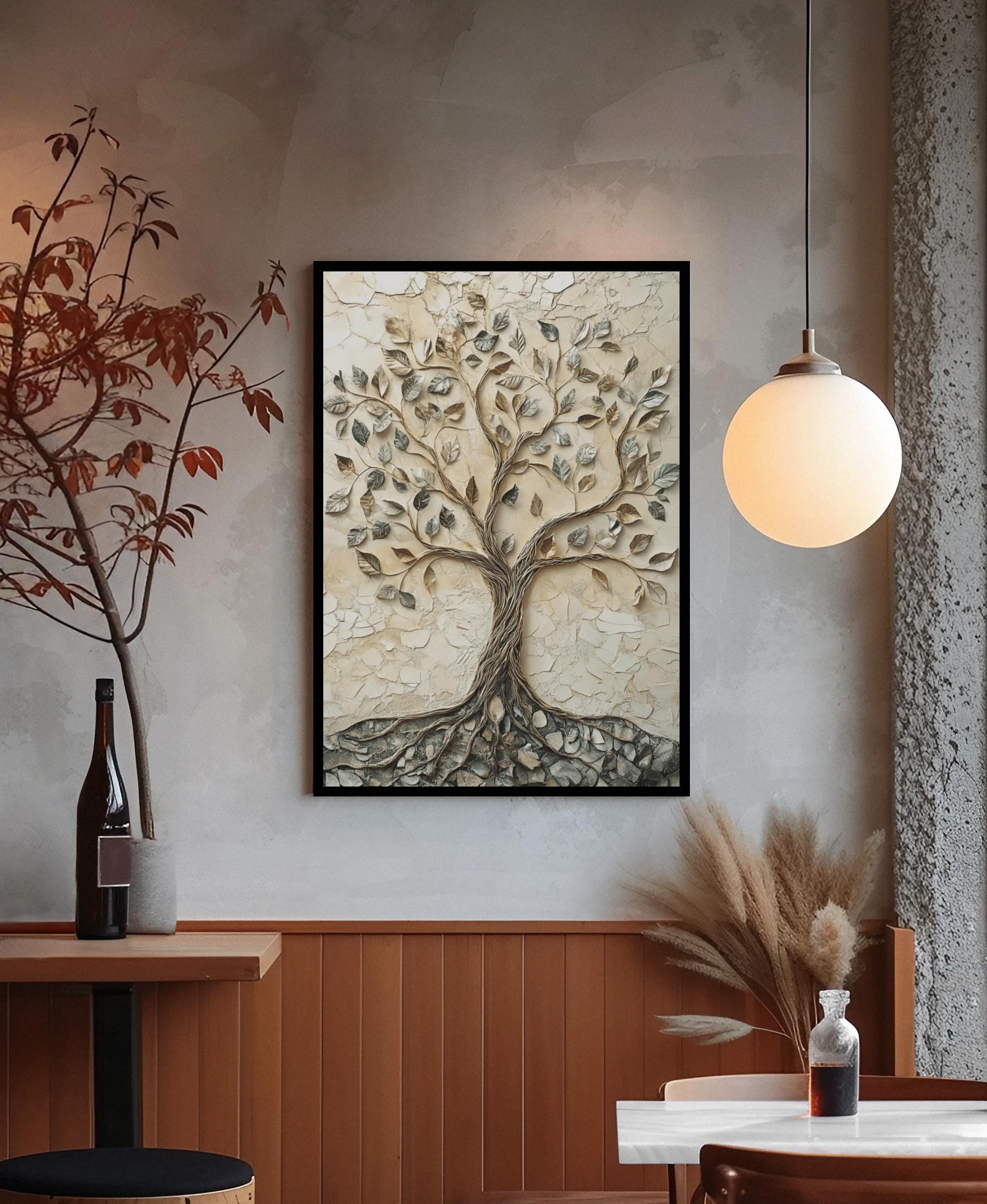 Family Tree Wall Art Earth Tone Genealogy Chart Heritage Decor Rustic ...
