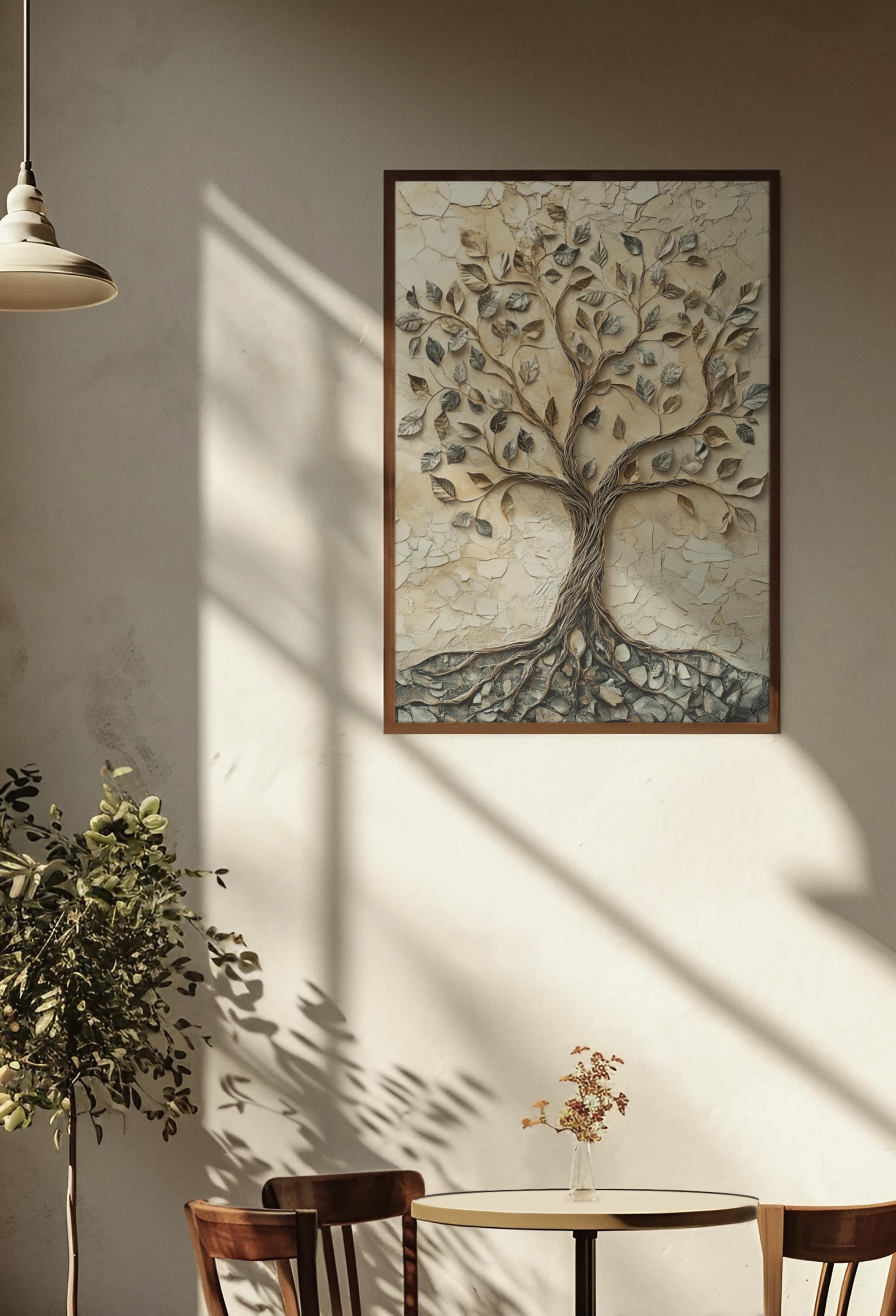 Family Tree Wall Art Earth Tone Genealogy Chart Heritage Decor Rustic ...