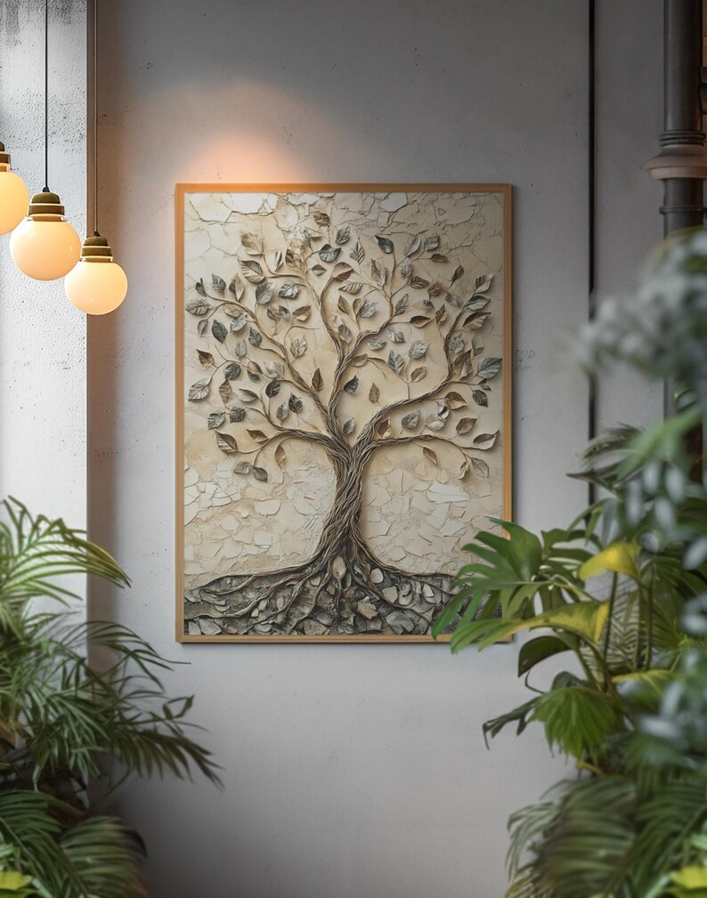 Family Tree Wall Art Earth Tone Genealogy Chart Heritage Decor Rustic ...