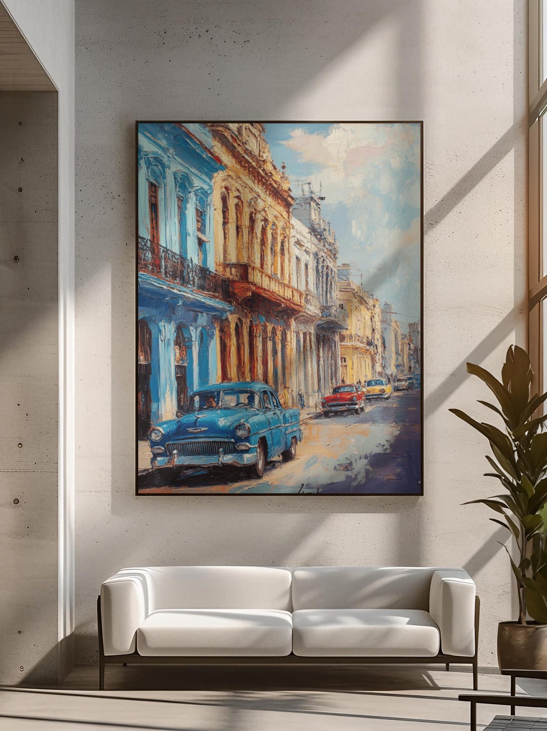 Old Havana Canvas Print Vintage Cuba Street Scene Classic Car Wall Art ...