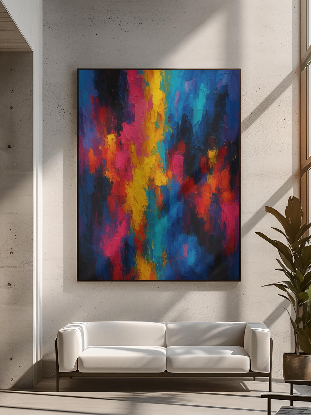 Abstract Colorful Canvas Print Bold Modern Wall Art Vibrant Rainbow ...