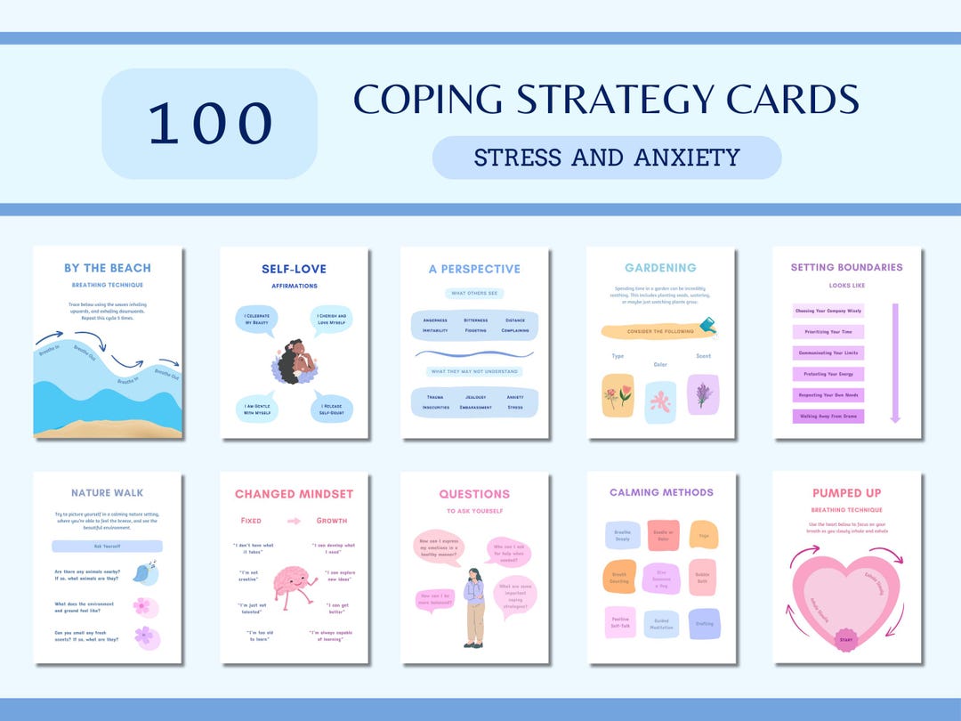 Anxiety Coping Cards, Coping Strategies, Grounding Cards, Anxiety ...