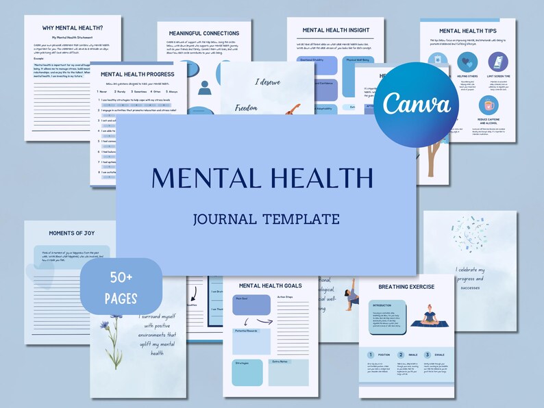Digital Mental Health Journal Template, Mental Health Workbook, Mental ...