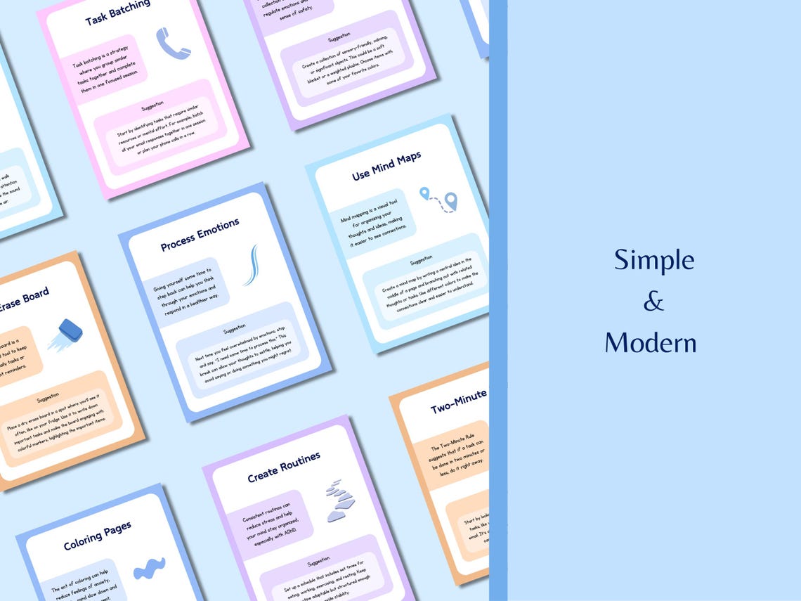 ADHD Coping Cards, ADHD Therapy Resources, ADHD Visual Aids, Dealing ...