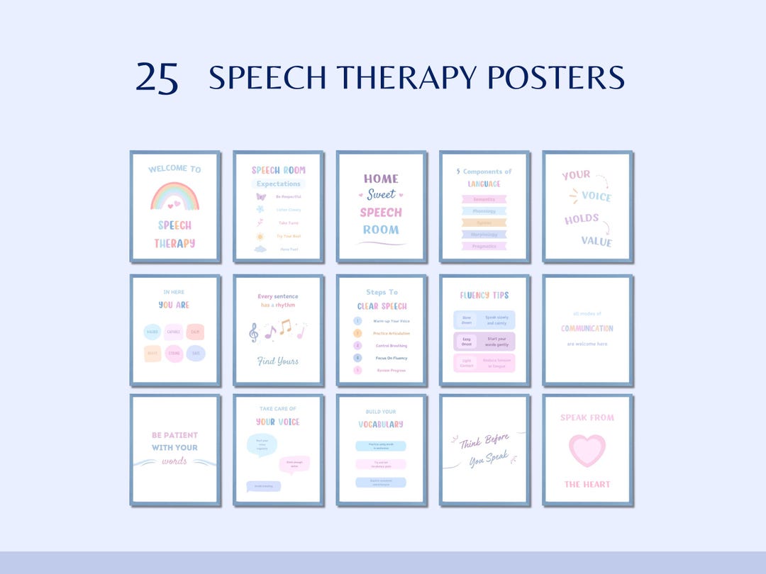 Speech Therapy Posters Bundle for Therapists, Pathologist Prints for ...