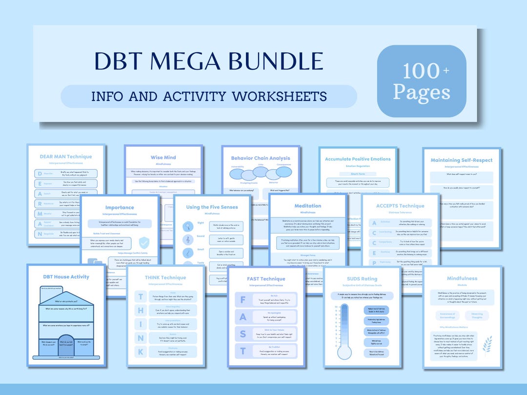 DBT Mega Bundle, DBT Worksheets, DBT Workbook, Emotional Regulation ...