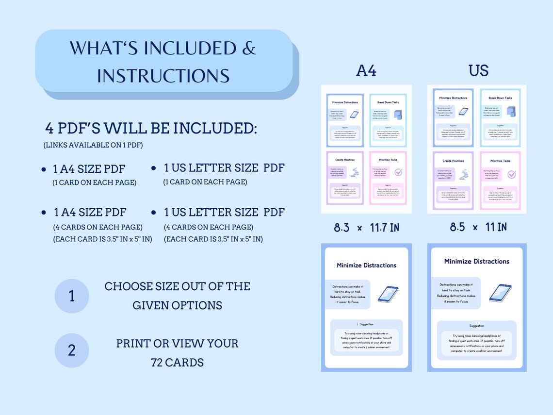 ADHD Coping Cards, ADHD Therapy Resources, ADHD Visual Aids, Dealing ...