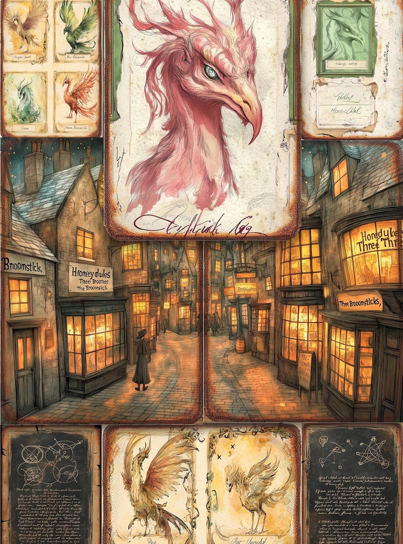 Printable Wizard School Junk Journal Kit • Magical Vintage Ephemera ...