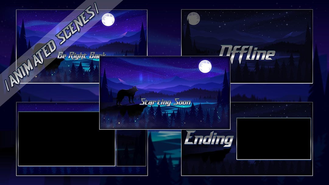 Fox Howling at Night Sky Twitch Overlays Package | Animated Twitch ...