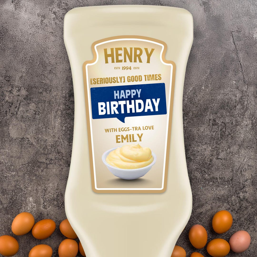 Customizable Mayonnaise Bottle Label – Perfect for Birthdays, Parties ...