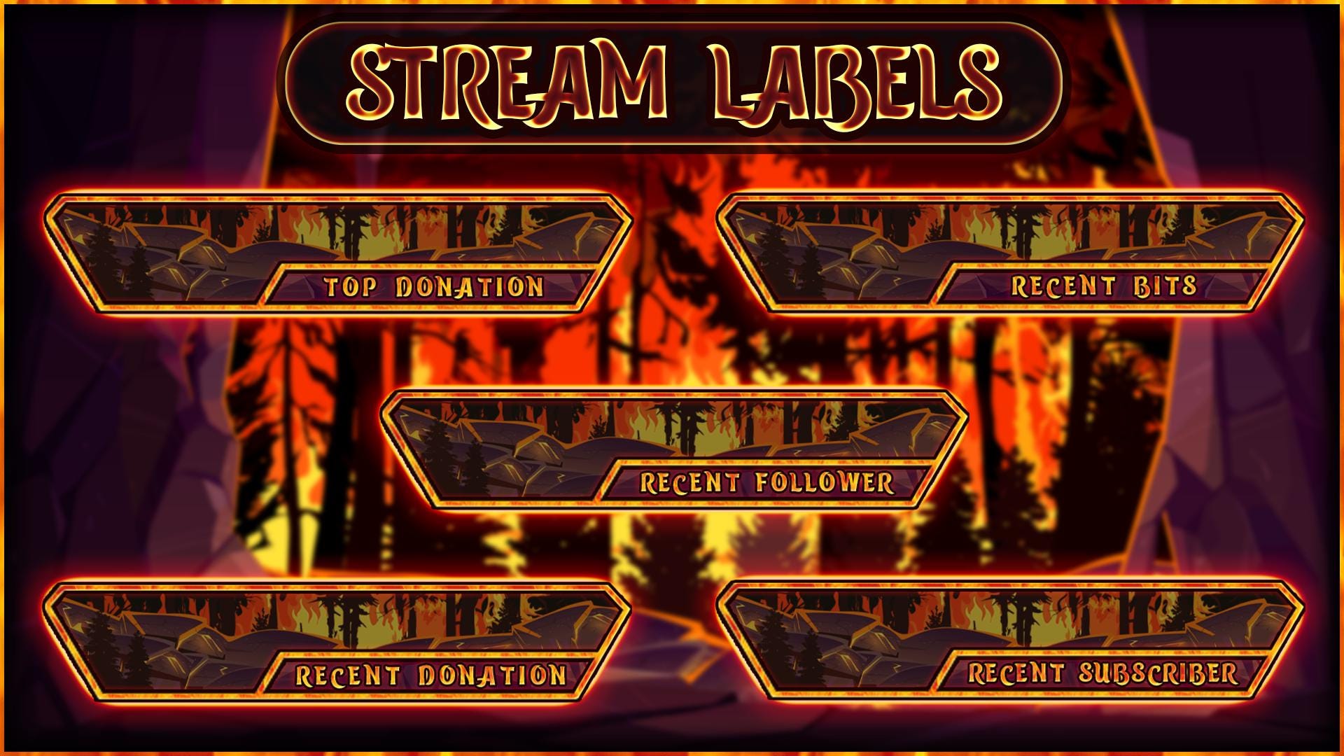 Fire Forest Animated Stream Overlay Package: Twitch & Youtube (digital ...