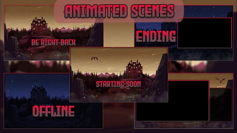 Dragon Medieval Castle Twitch Overlay Package | Animated Night Forest ...