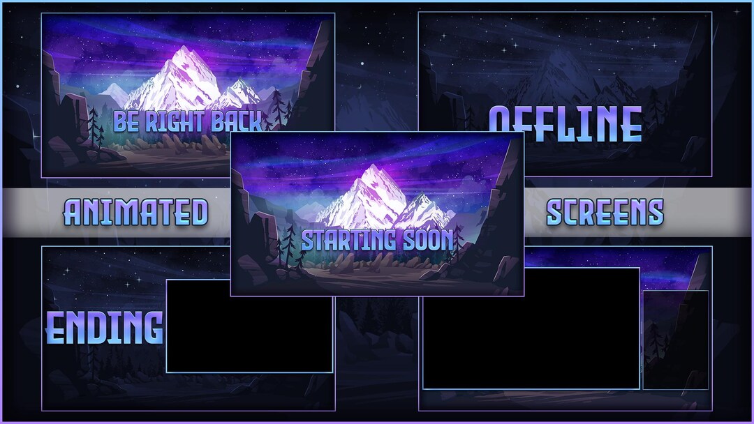 Animated Mountain Nightscape Twitch Overlay Package: Scenic Stream ...