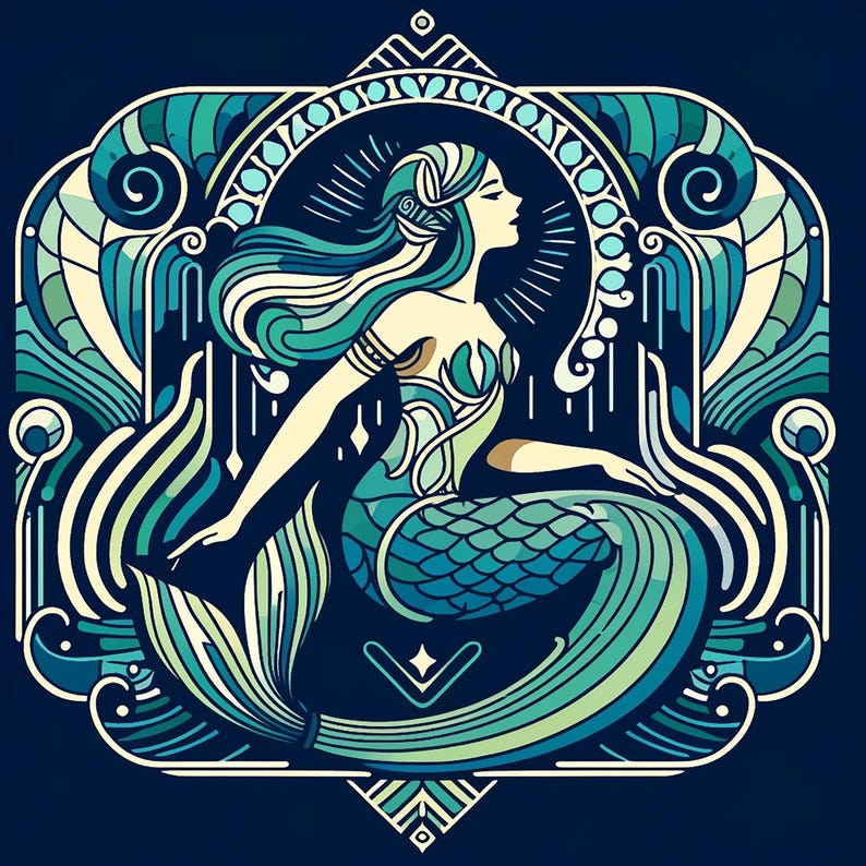 Art Deco Mermaid - Etsy
