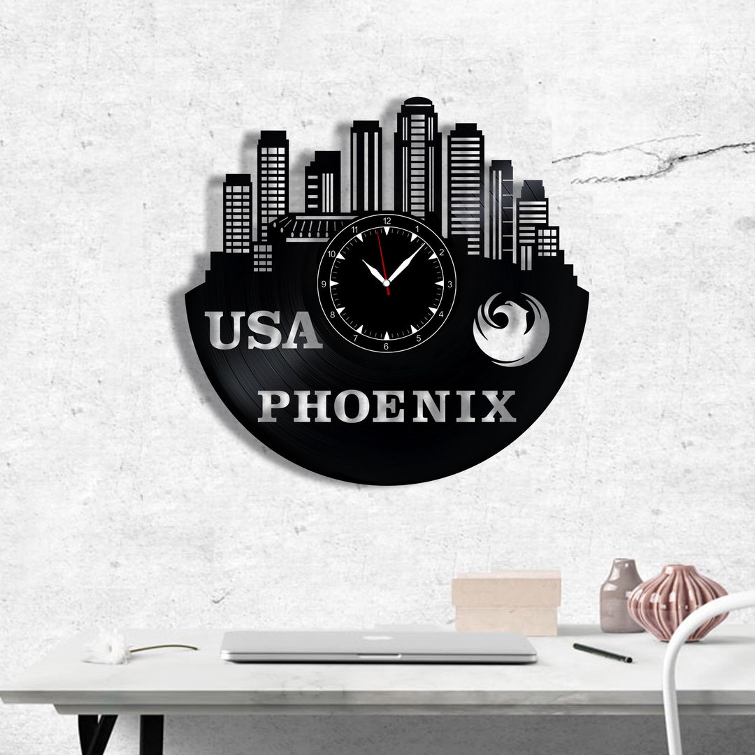 Phoenix Wall Clock 12" Made Out of Vintage Vinyl Record, Modern Wall ...