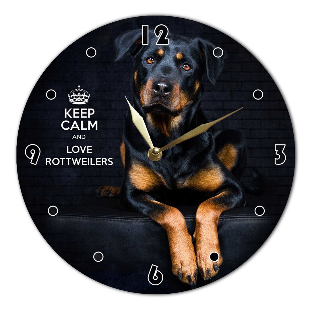 Rottweiler Wall Clock Painted 12" Made Out of Vintage Vinyl Record ...