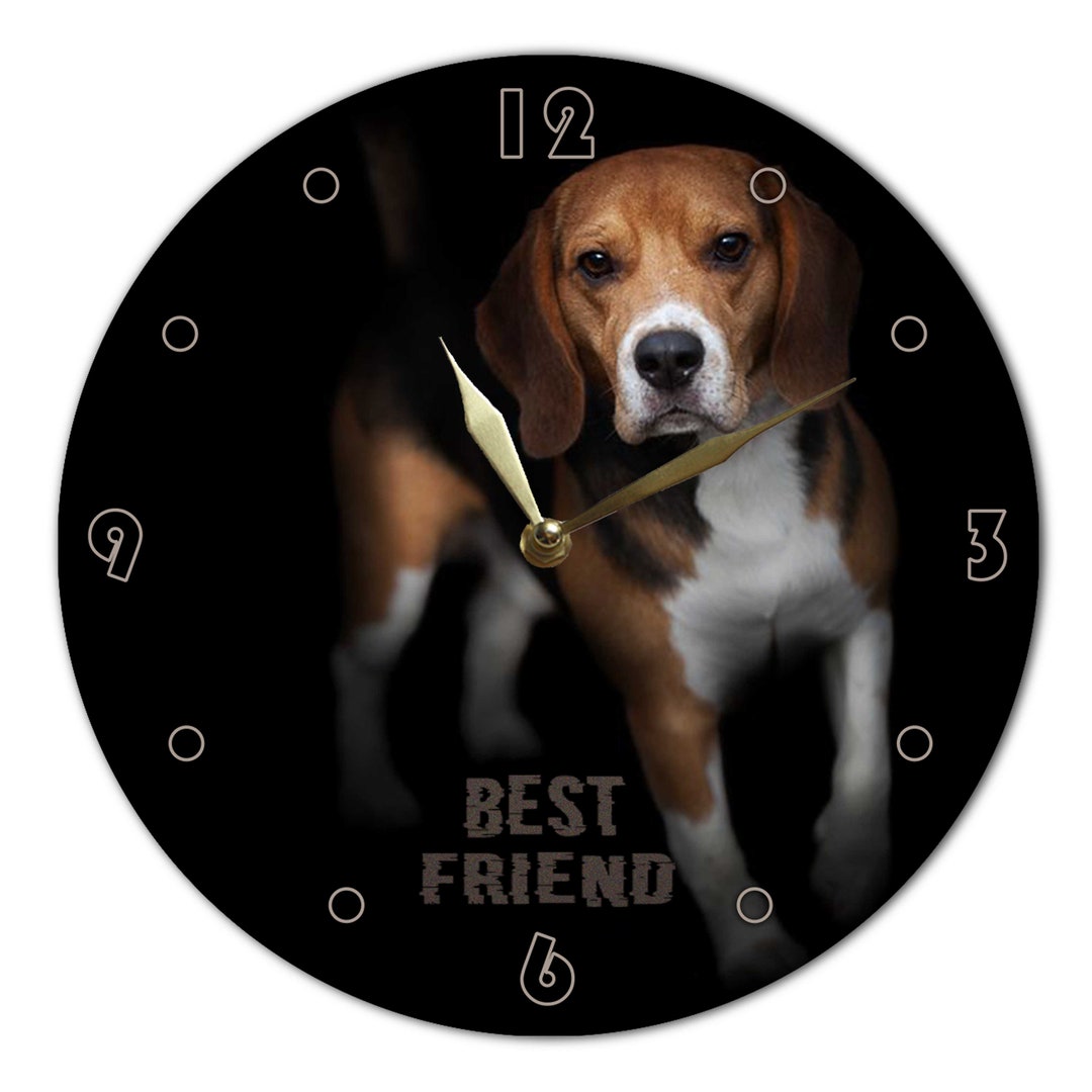 Beagle Wall Clock Painted 12" Made Out of Vintage Vinyl Record, Beagle Wall Decor, Modern Wall ...