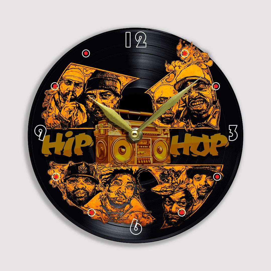 Hip-hop Vinyl Record Wall Clock: Painted Music Lover Decor - Etsy