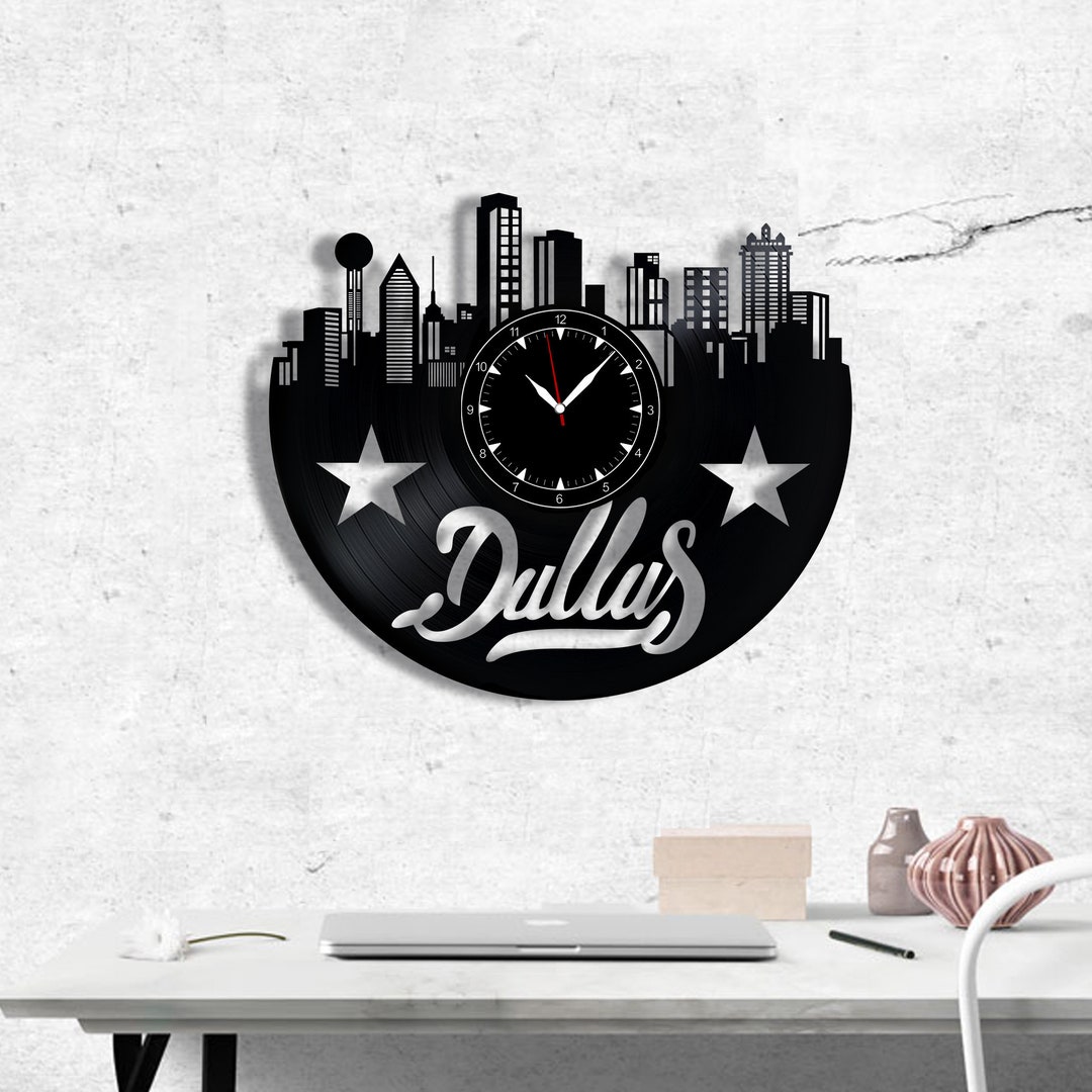 Dallas Skyline Vinyl Record Wall Clock: Modern Home Decor - Etsy