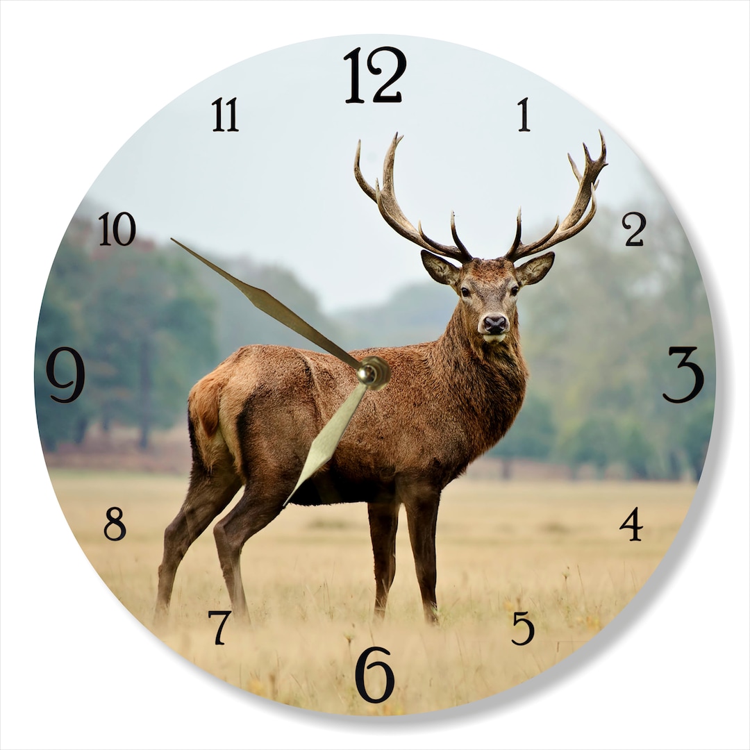 Deer Wall Clock Painted 12" Made Out of Vintage Vinyl Record, Deer Wall ...