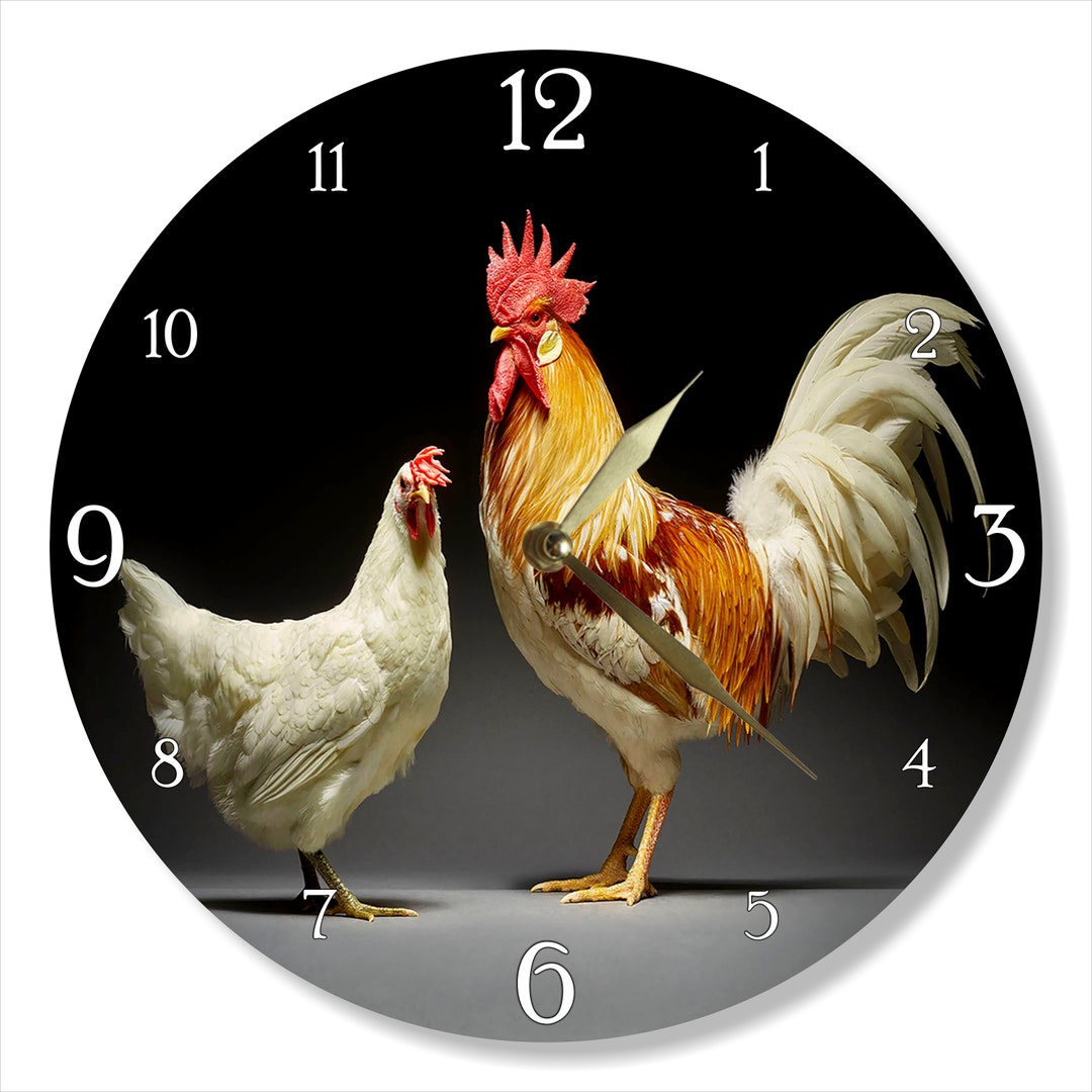 Chickens Wall Clock Painted 12" Made Out of Vintage Vinyl Record ...