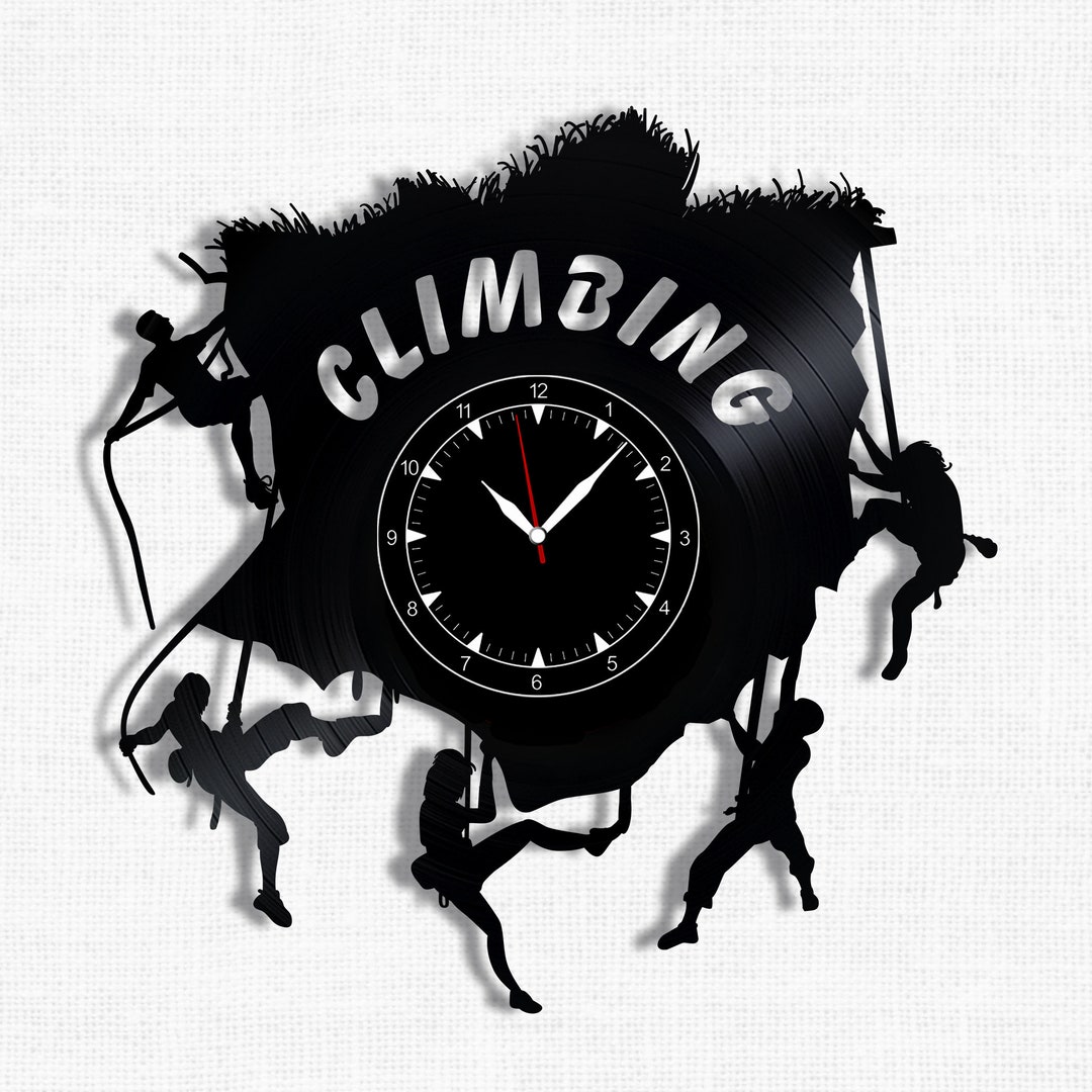 Climbing Wall Clock: Upcycled Vinyl Record Art, Modern Home Decor - Etsy