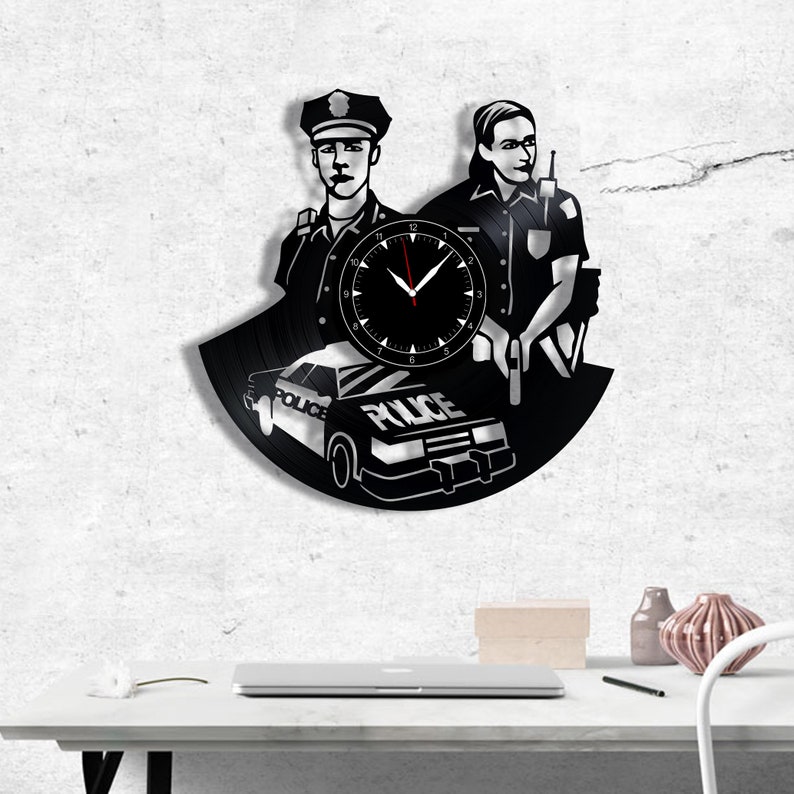 Personalized Policeman Vinyl Record Wall Clock: Modern Home Decor Gift ...