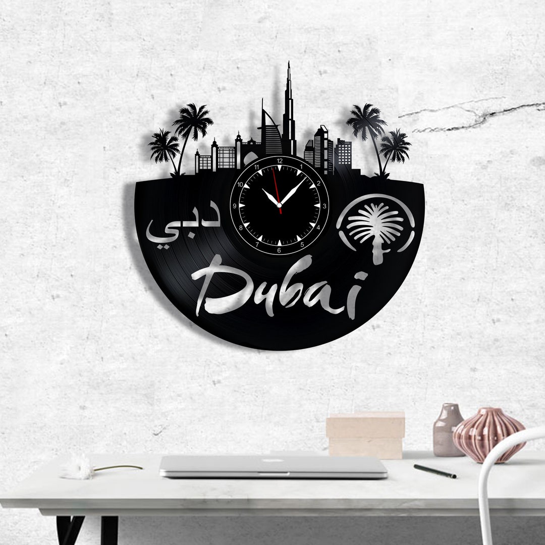 Dubai Wall Clock 12" Made Out of Vintage Vinyl Record, Modern Wall ...